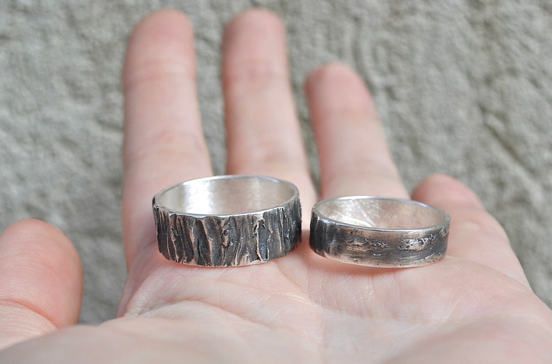 Birch and Maple Bark Rings Custom Tree Bark Rings Wedding - Etsy
