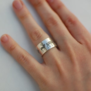 Silver Deer Ring, Reindeer, Nature Ring, Unisex Ring, Mens Wedding Band ...