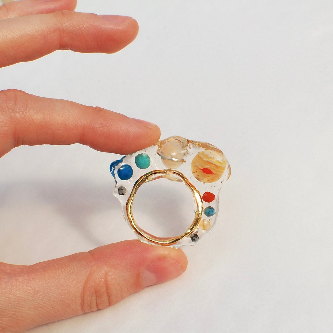 Transparent Solar System Ring, Statement Ring - Etsy