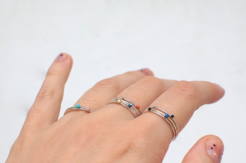 Mini Solar System Ring Set 9 Stacking Rings Sterling Silver | Etsy