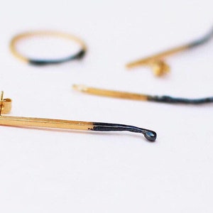 Gold Plated Matchstick Earrings , Minimalist Geometric Ear Studs - Etsy