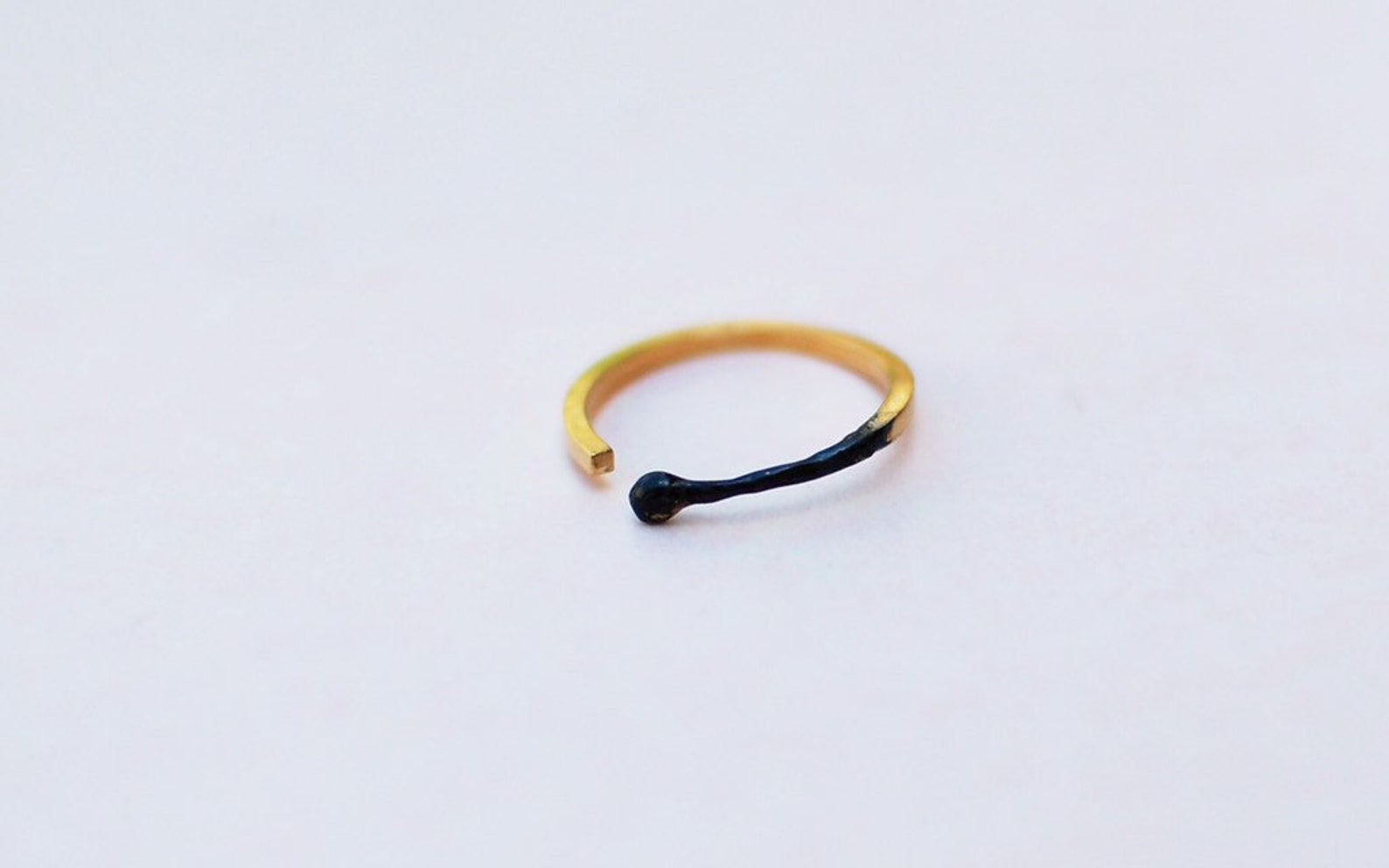 Gold Plated Burnt Matchstick Ring - Etsy