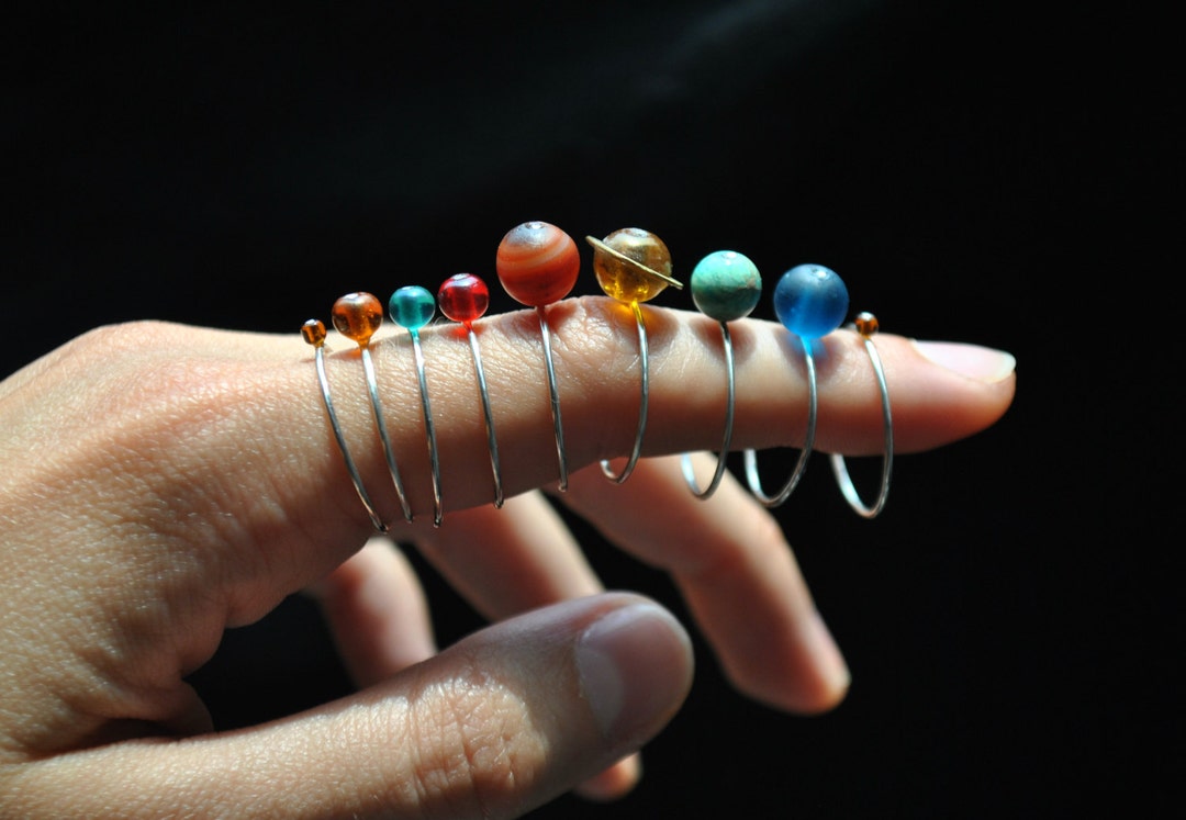 Solar System Ring Set, Planets, Stacking Rings, - Etsy