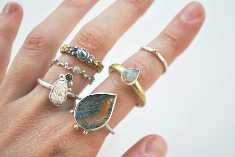 Underwater Ring Coral Texture Ring Pearl Ring - Etsy