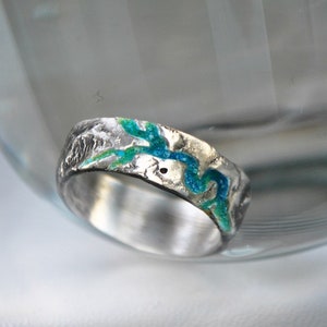River Ring, Landscape Ring, Blue Enamel, Nature Ring - Etsy