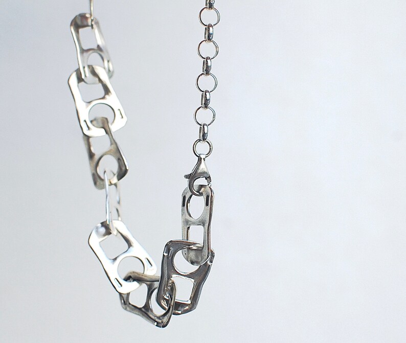 Sterling Silver Soda Tab Choker Necklace, Statement Chain Jewelry - Etsy