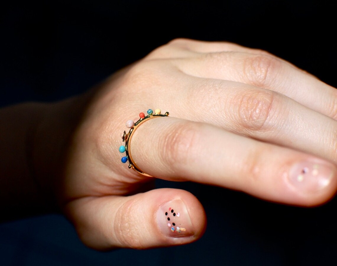 Mini solar system ring in gold color gold plated planets | Etsy