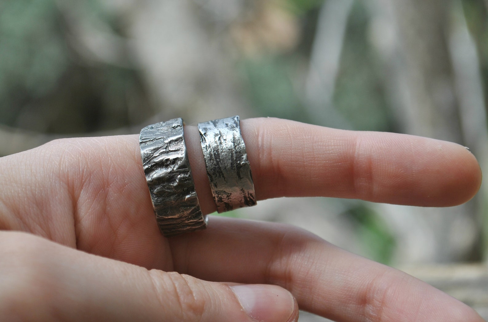 Birch and Maple Bark Rings Custom Tree Bark Rings Wedding - Etsy