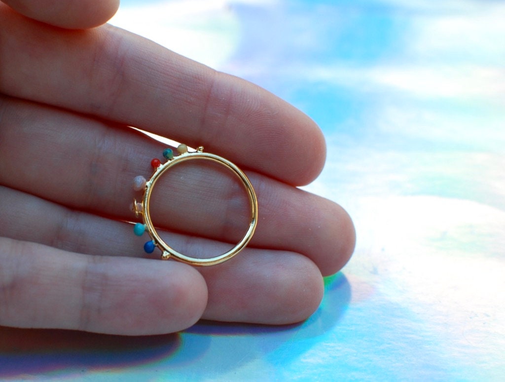 Mini Solar System Ring in Gold Color, Gold Plated, Planets, Cosmos ...