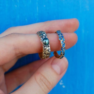 Underwater Ring, Coral Texture Ring, Pearl Ring - Etsy