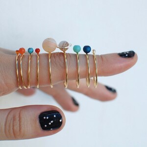 Solar System Ring Set Gold Plated, Planets, Stacking Rings - Etsy