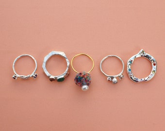 Earth and Moon Ring Set Stacking Rings Solar System Rings - Etsy