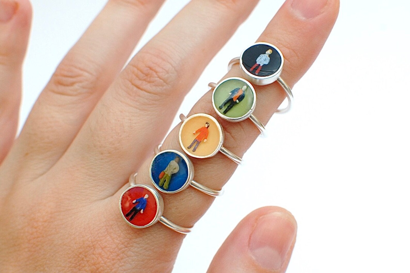 Isolation Ring Silver Ring Fun Ring Miniature People - Etsy