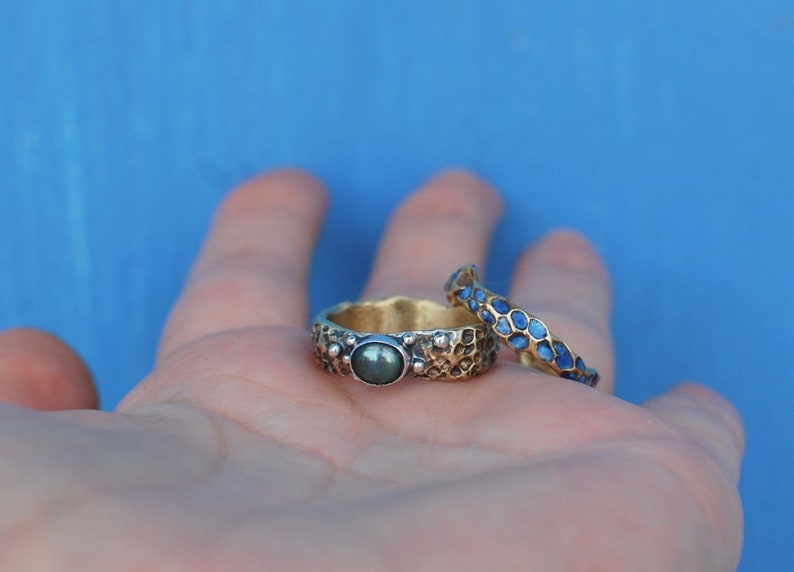 Underwater Ring Coral Texture Ring Pearl Ring - Etsy