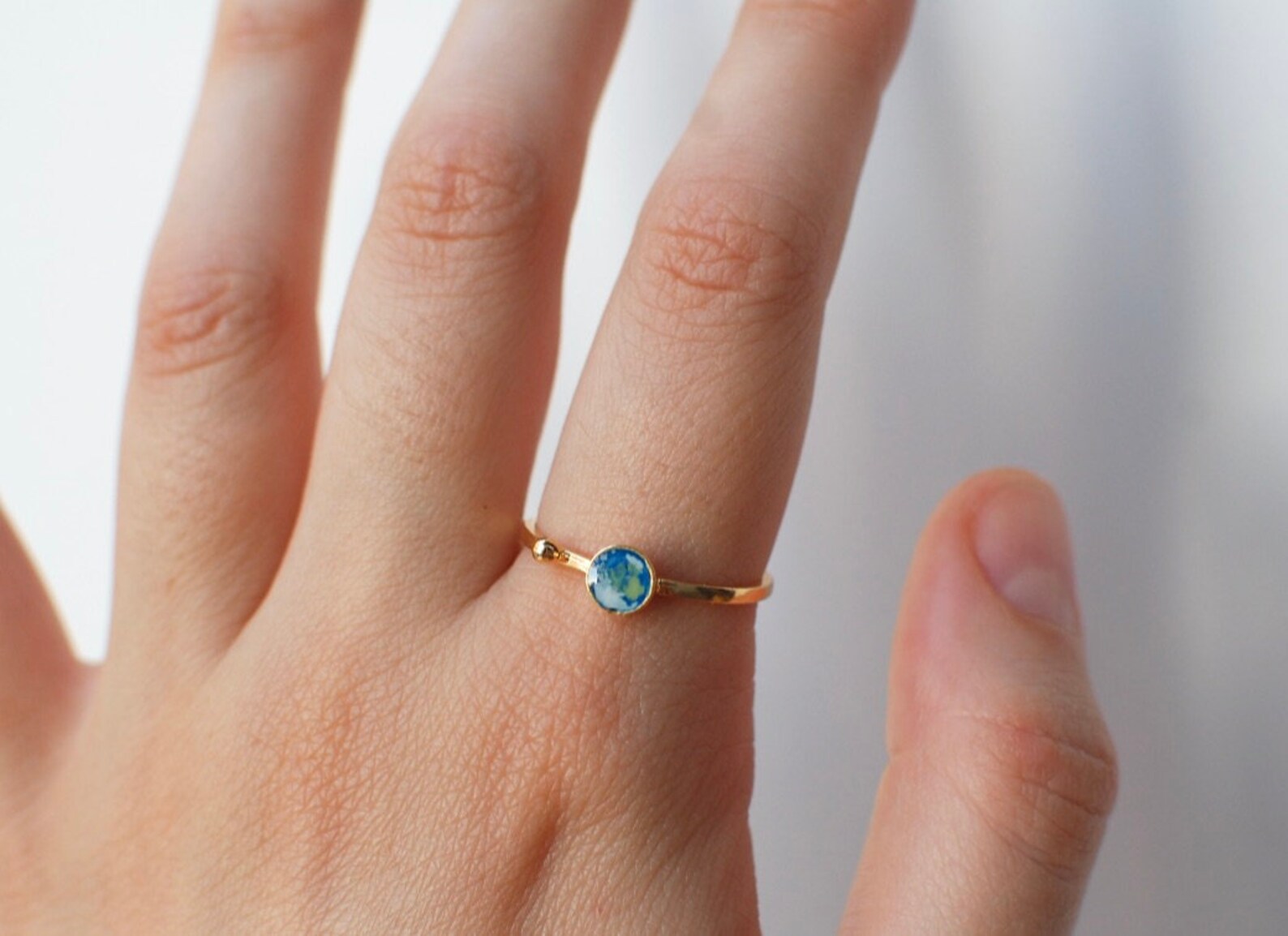 Earth and Moon Ring in Gold Planet Ring Minimalist Ring - Etsy