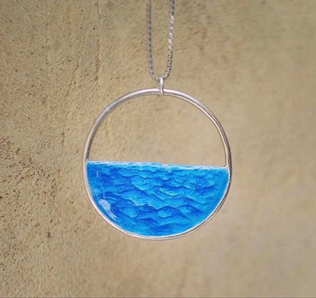 Sea Pendant, Ocean, Waves, Minimalistic Sea Neclace - Etsy