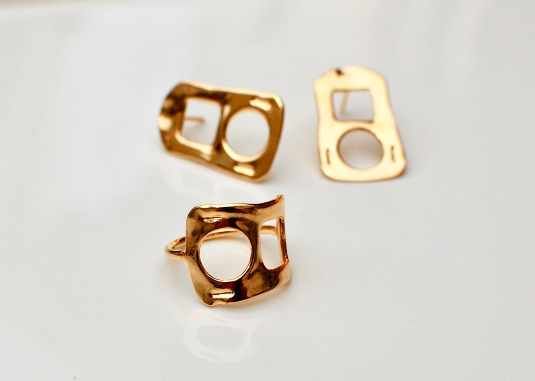 Soda Jewelry Set, Ring and Earrings, Sterling Silver or Gold Plated ...