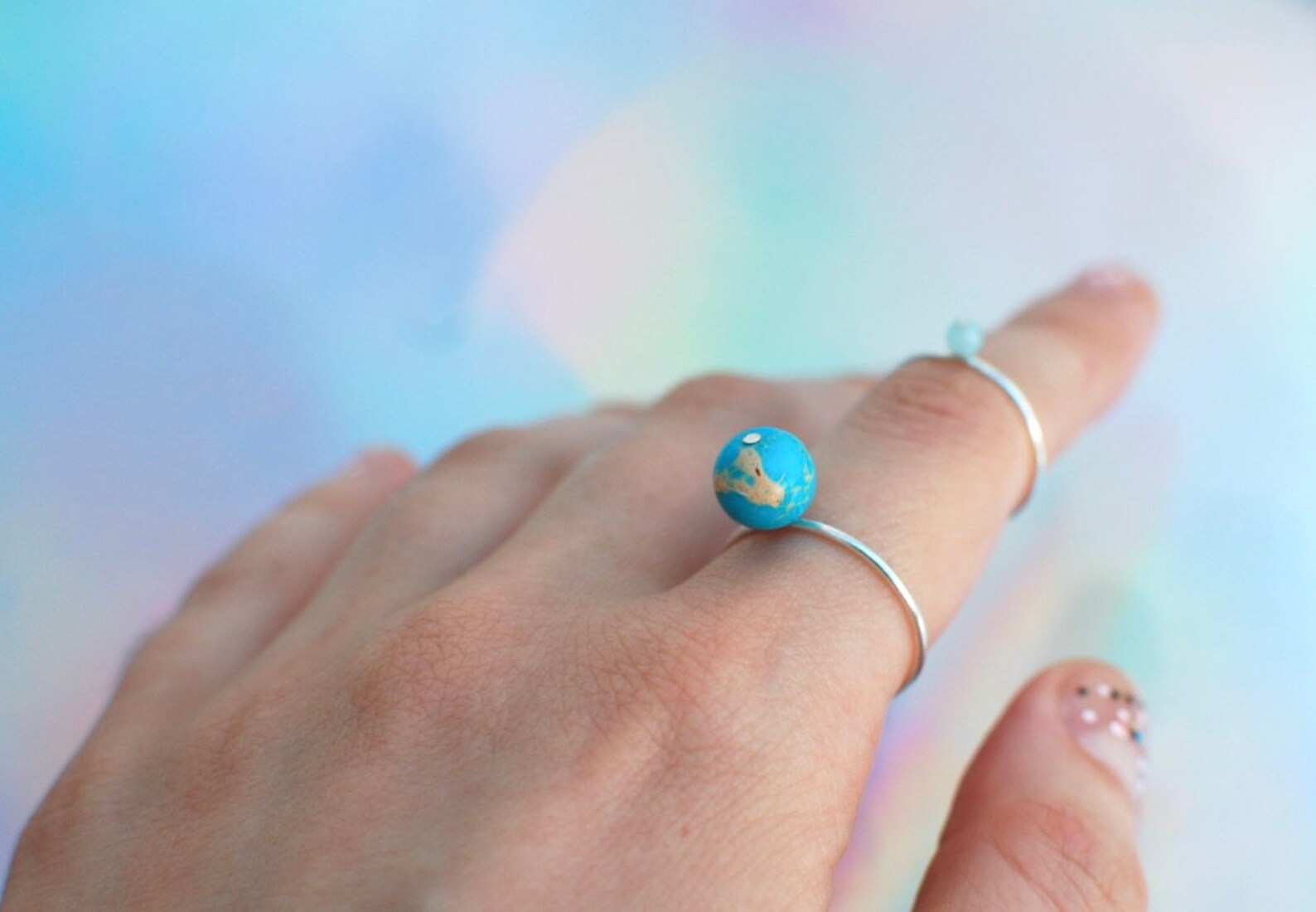 Earth and Moon Ring Set, Stacking Rings, Solar System Rings - Etsy