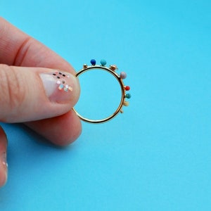 Mini Solar System Ring in Gold Color, Gold Plated, Planets, Cosmos ...