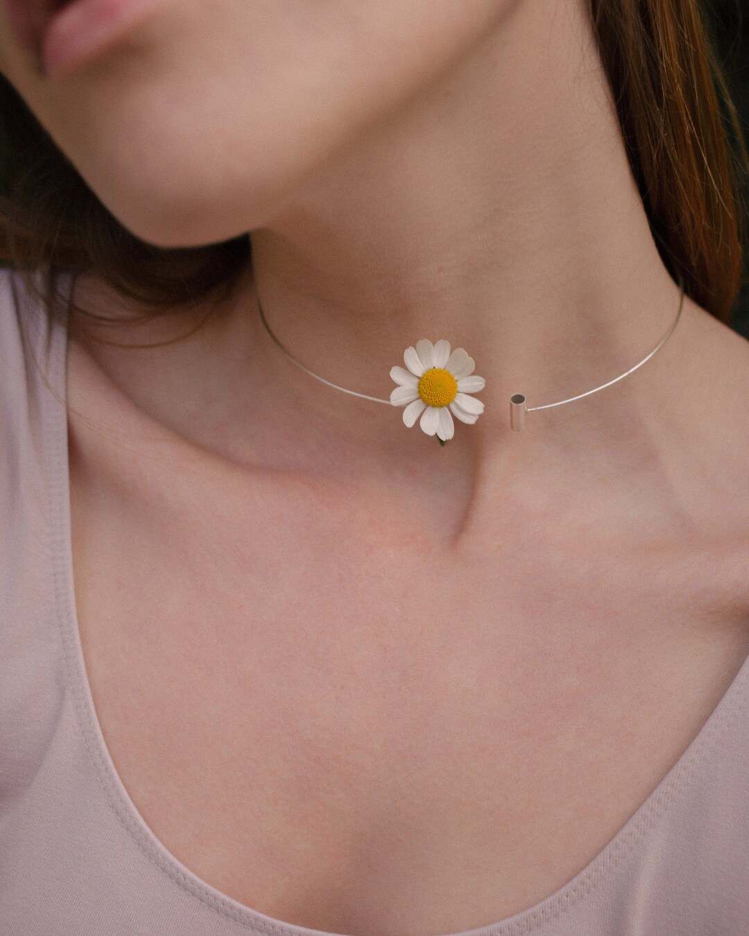 Sterling Silver Flower Vase Choker, Minimalist Necklace - Etsy