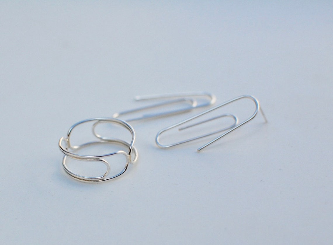 Paper Clip Earrings Fun Jewelry Minimalist Geometric - Etsy