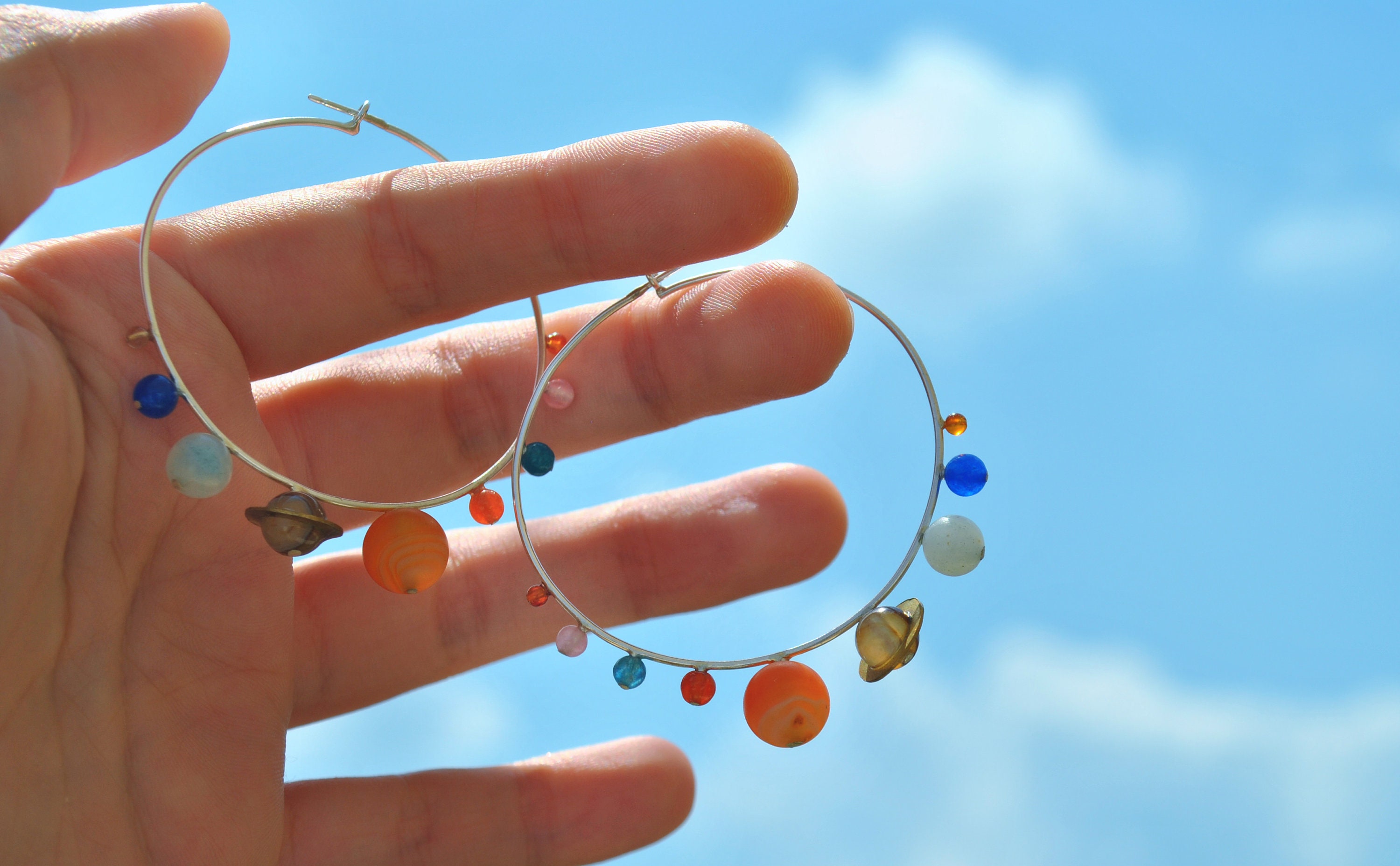 Solar system earrings cosmos earrings space planets space | Etsy