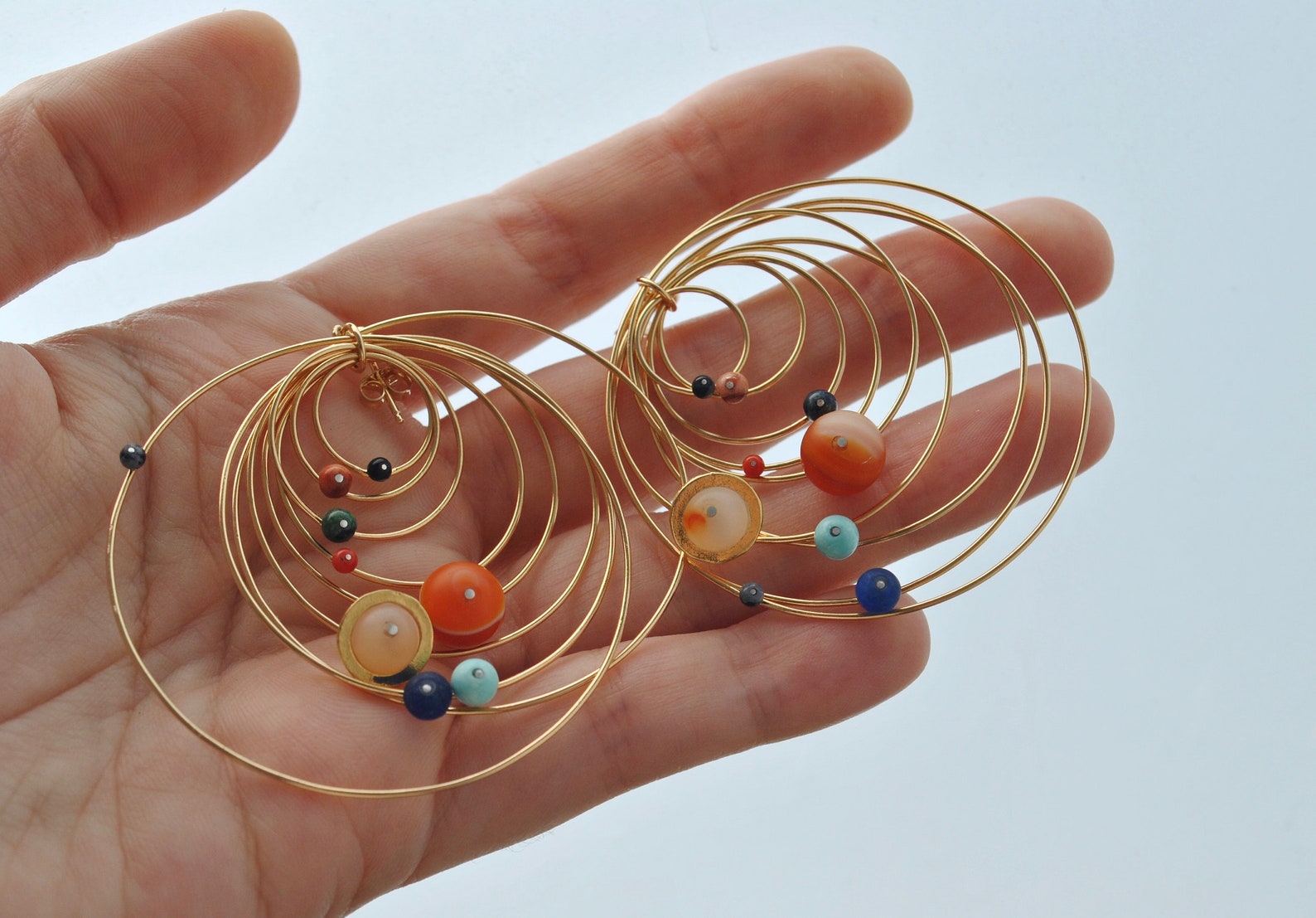 Dangle Solar System Earrings, Gold Plated - Etsy