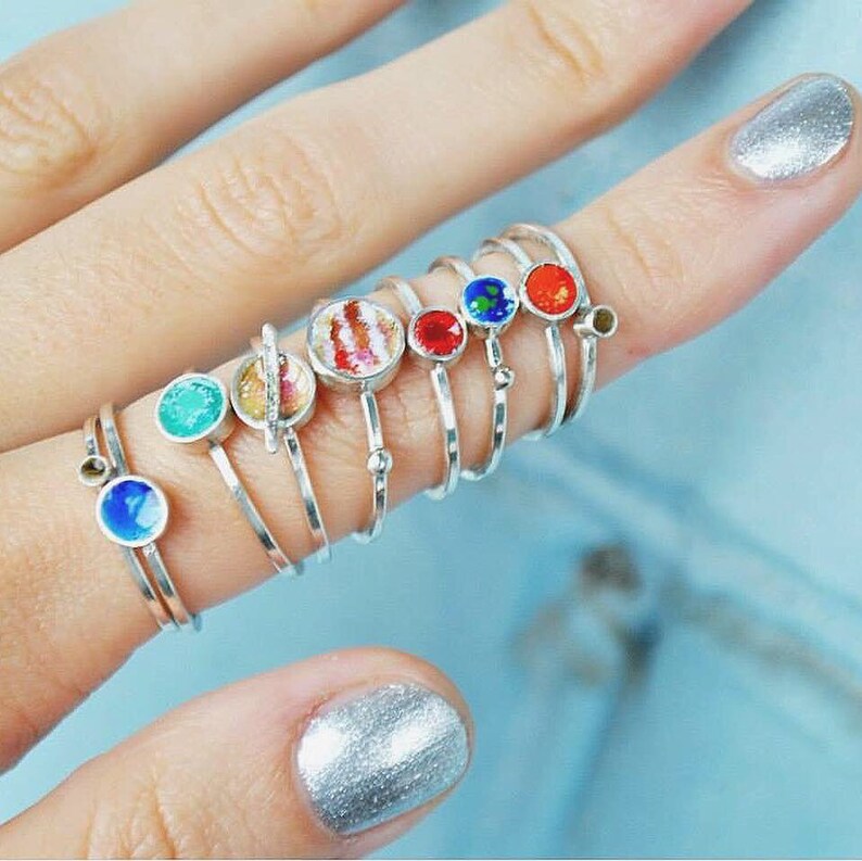 Juego de anillos del sistema solar anillos de cosmos anillos | Etsy