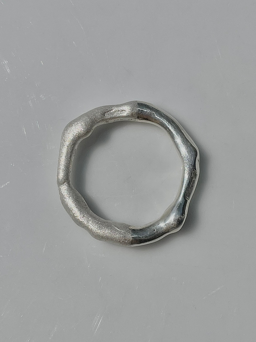 Half Shiny Half Matte Silver Ring - Etsy