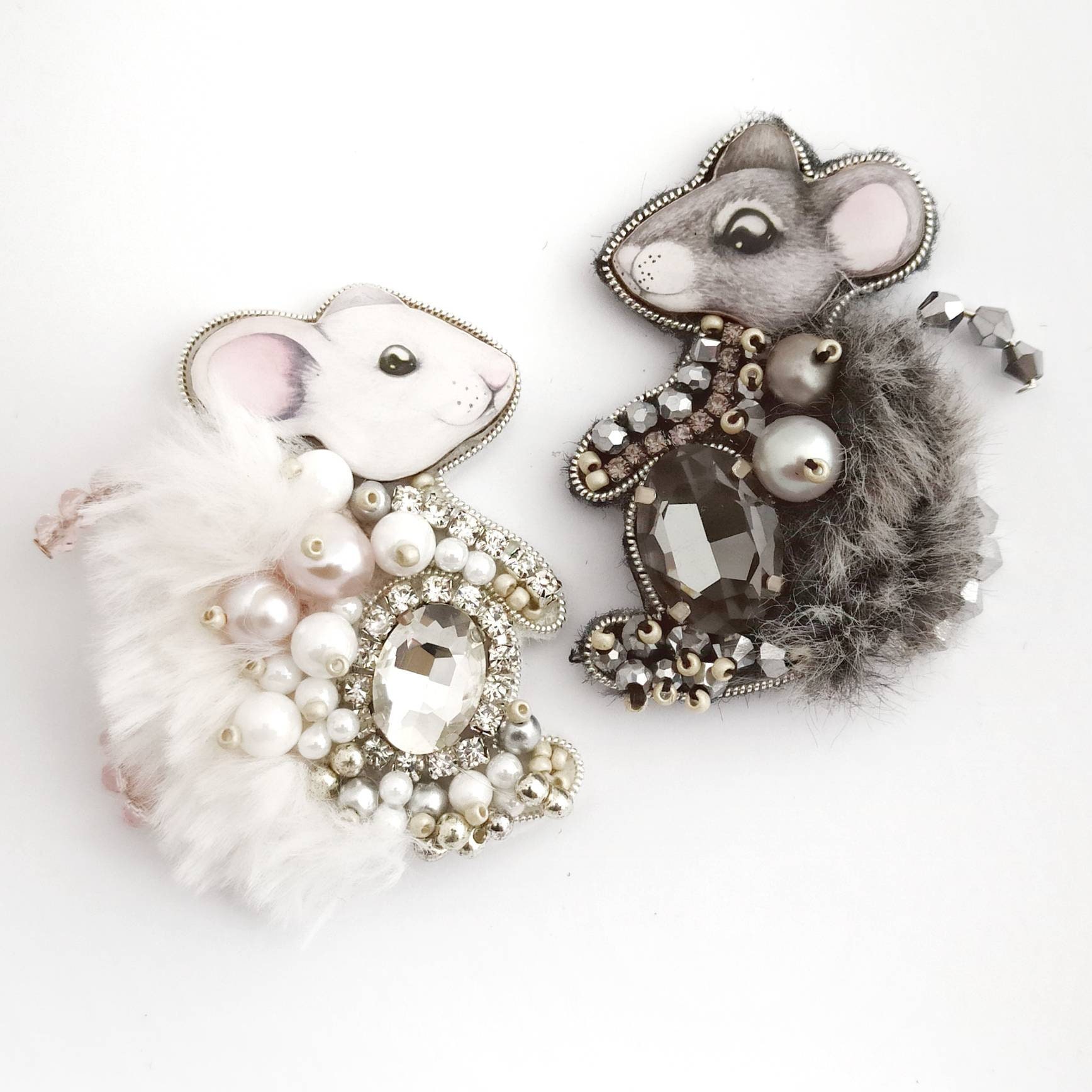 Mouse necklace mouse brooch hand embroidery mouse jewelry | Etsy