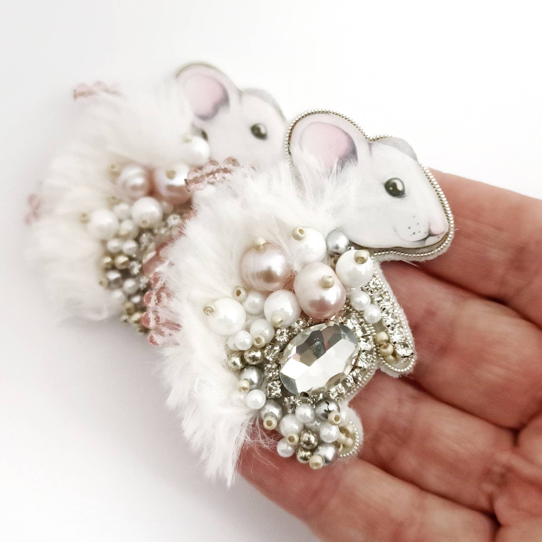 Mouse necklace mouse brooch hand embroidery mouse jewelry | Etsy