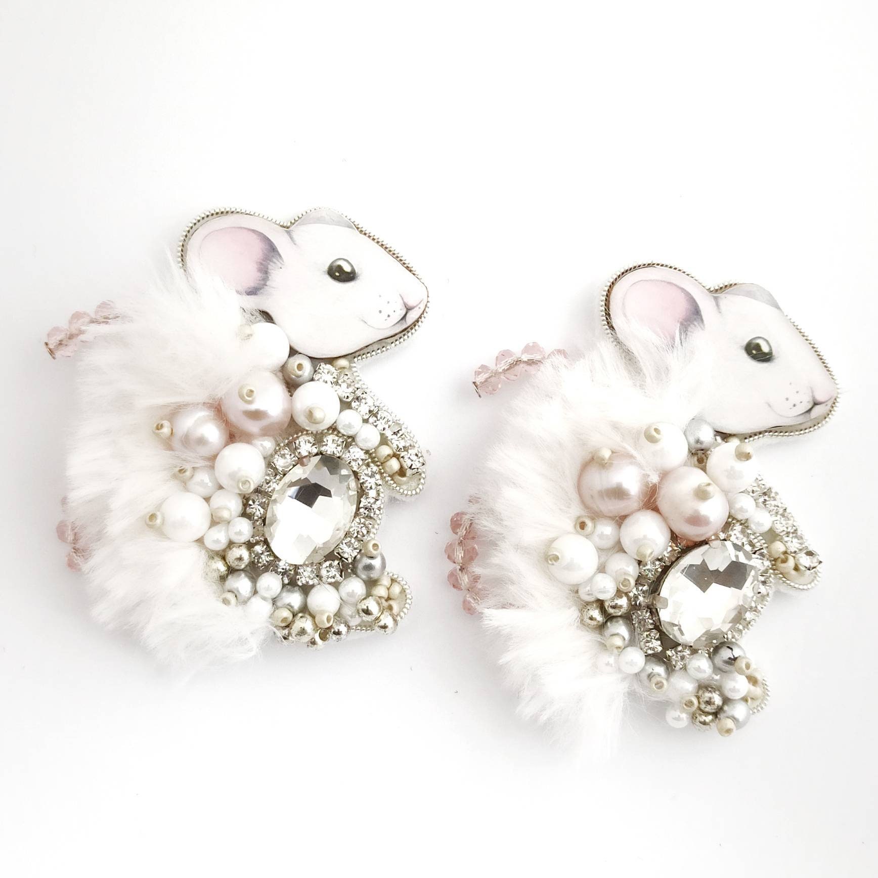 Mouse necklace mouse brooch hand embroidery mouse jewelry | Etsy