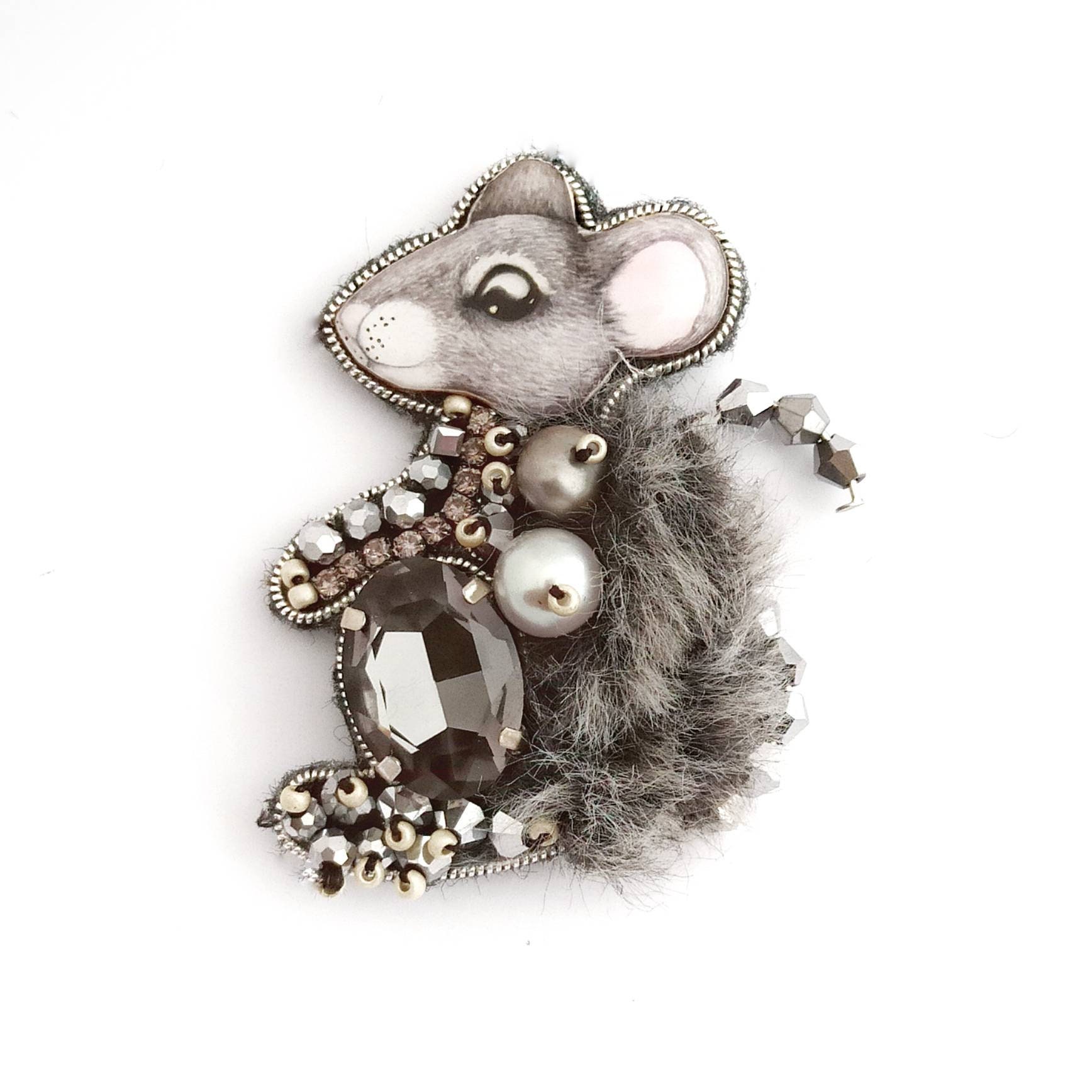 Mouse necklace mouse brooch hand embroidery mouse jewelry | Etsy