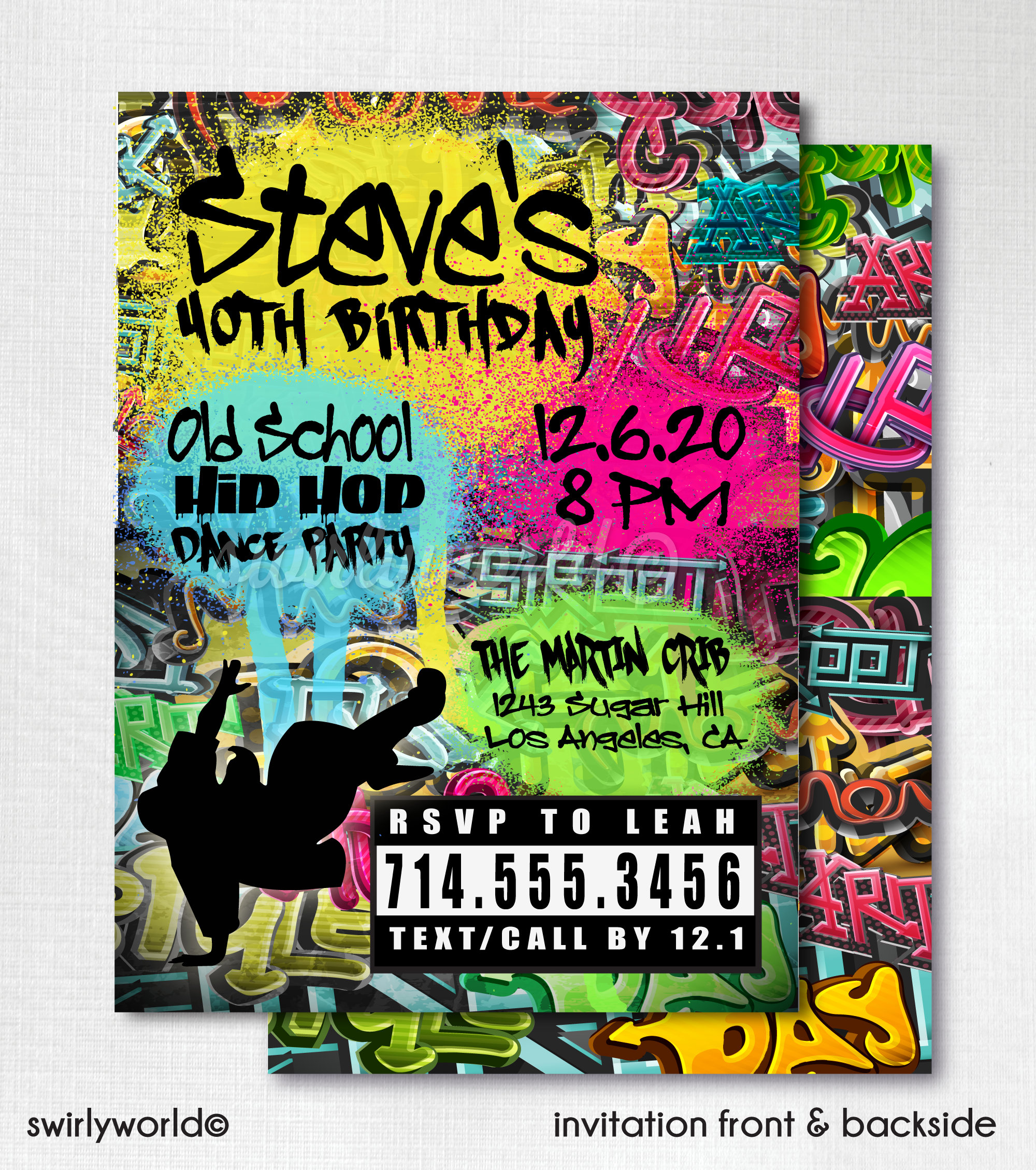 Hip Hop Birthday Party Editable Invitation 90's Hip Hop Party Invite ...