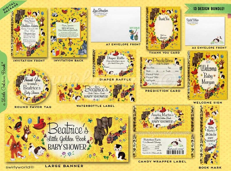 PRINTED Little Golden Book Sticker Tag Golden Book Favor | Etsy