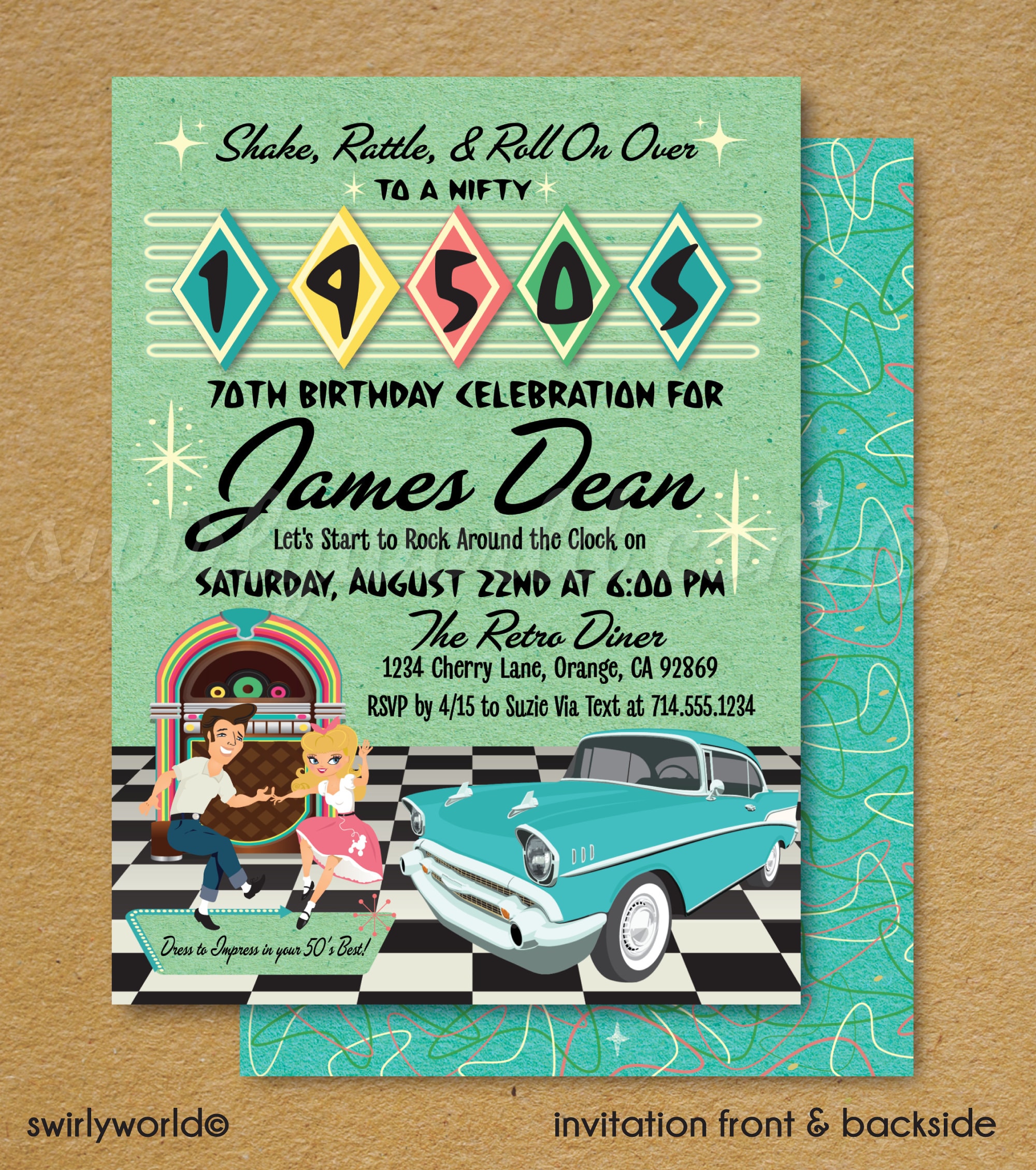 Dance 50's Invitation 1950's Party Instant Download Baby Shower Record ...
