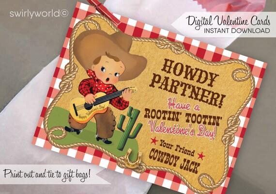 Paper & Party Supplies Paper Handmade Cowboy Valentine Card; Cowboy ...