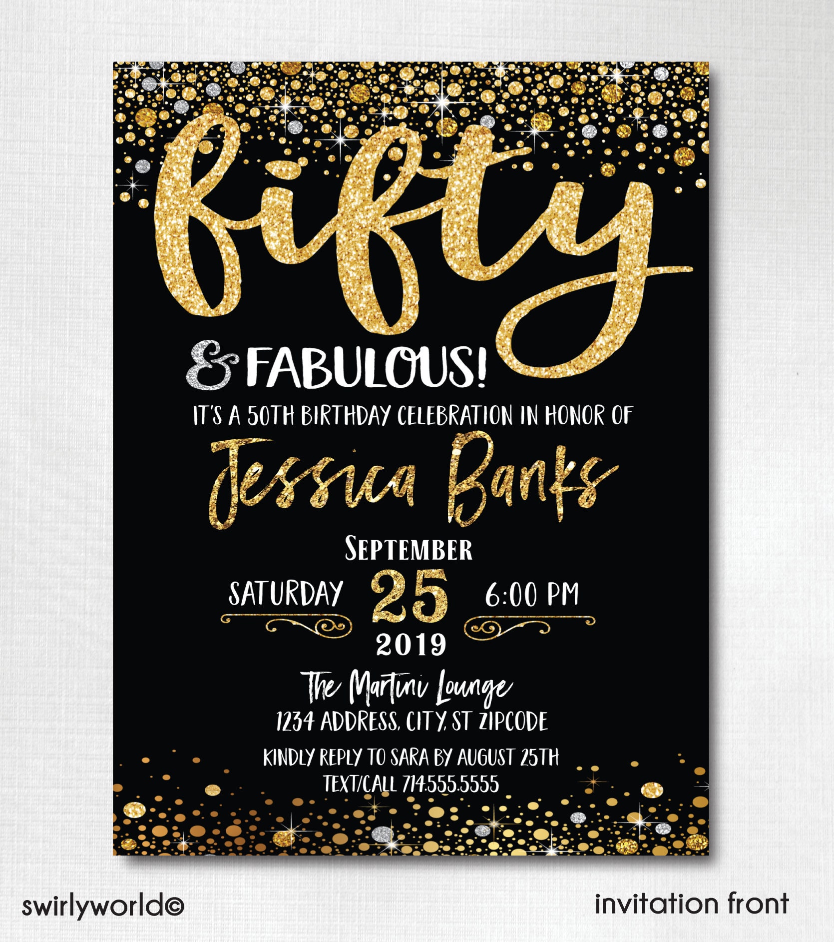 Fifty & Fabulous Invitation 50th Birthday Party Invitation Fiftieth ...
