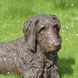 Lying Labradoodle Dog Statue | Large Bronze Resin Sculpture | Outdoor ...