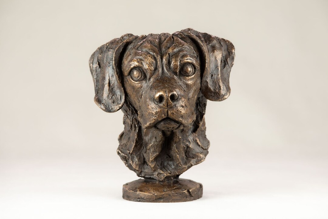 Puggle Portrait Statue | Lifesize Bronze Resin Sculpture | Pug Beagle ...