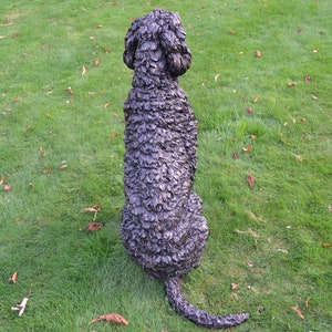 MADE WHEN ORDERED Sitting Labradoodle Dog Statue | Bronze Resin ...