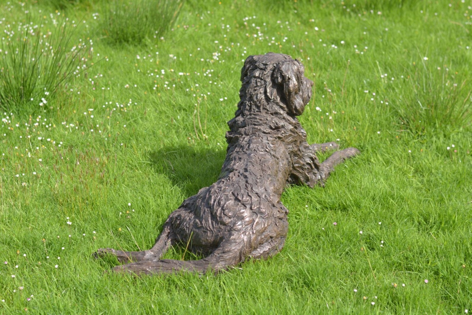 Lying Labradoodle Dog Statue | Large Bronze Resin Sculpture | Outdoor ...