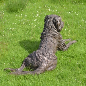 Lying Labradoodle Dog Statue | Large Bronze Resin Sculpture | Outdoor ...