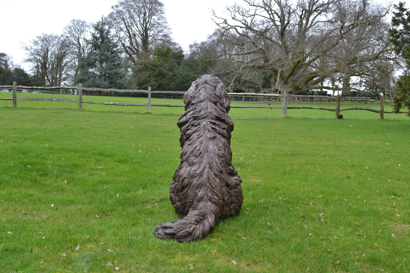 Sitting Newfoundland Dog Statue | Large Bronze Resin Sculpture ...