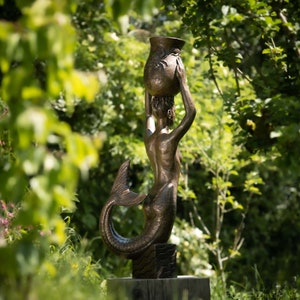 Welsh Mermaid With Urn Statue | Bronze Resin Sculpture | Outdoor Garden ...