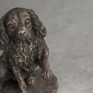 Cavalier King Charles Spaniel Waving Paw Animal Statue | Small Bronze ...