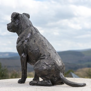 Sitting American Staffordshire Bull Terrier Statue | Large Bronze Resin ...