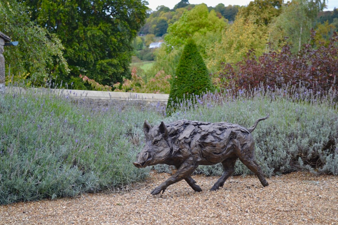 Running Wild Boar Animal Statue | Large Foundry Bronze Metal Sculpture ...