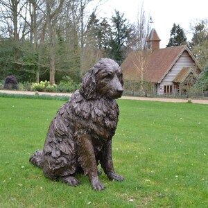 Sitting Newfoundland Dog Statue | Large Bronze Resin Sculpture ...