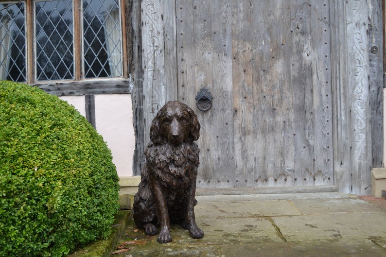 Sitting Newfoundland Dog Statue | Large Bronze Resin Sculpture ...